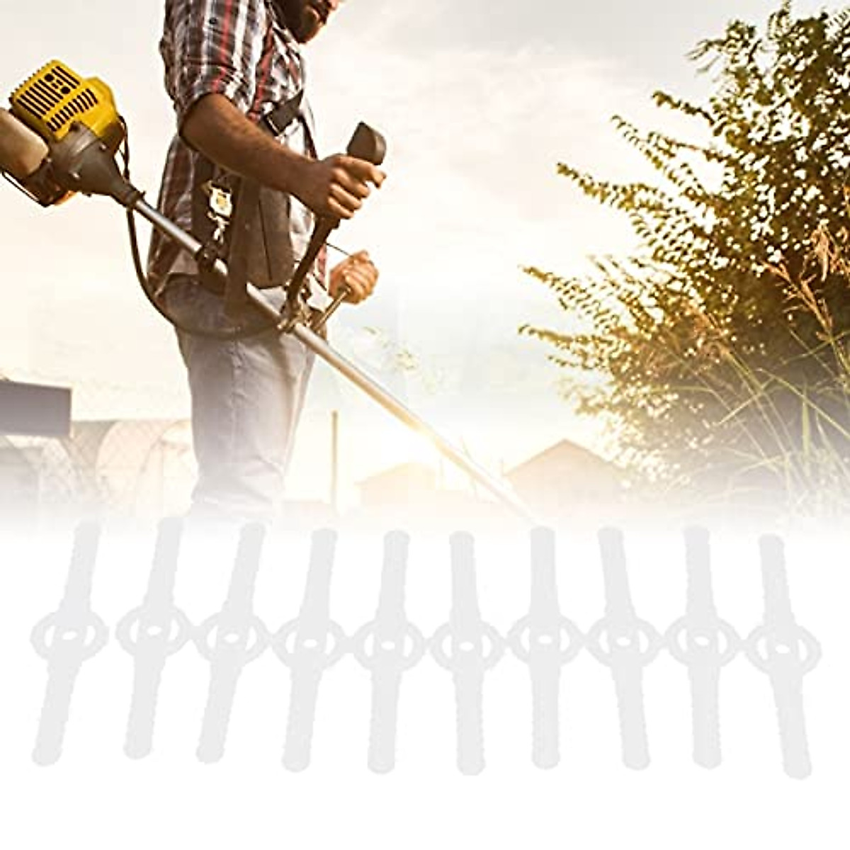 10 Pcs Trimmer Head Blades, Durable Lawn Mower Weed Wacker Cutter Blade Replacement for Cordless Grass String Trimmer Weed Eater