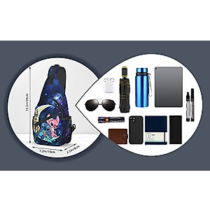 Pcoxeim Cartoon Anime Crossbody Sling Backpack with Keychain for Women Men Gifts Multipurpose Sling Bag Travel Hiking Gym Chest Bag Daypack