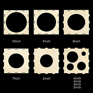 Auihiay 2-10 Inch Collapsible Wood Balloon Sizer Box Cube, Balloon Size Measurement Tool for Balloon Decorations, Balloon Arches, Balloon Columns (9 Holes)