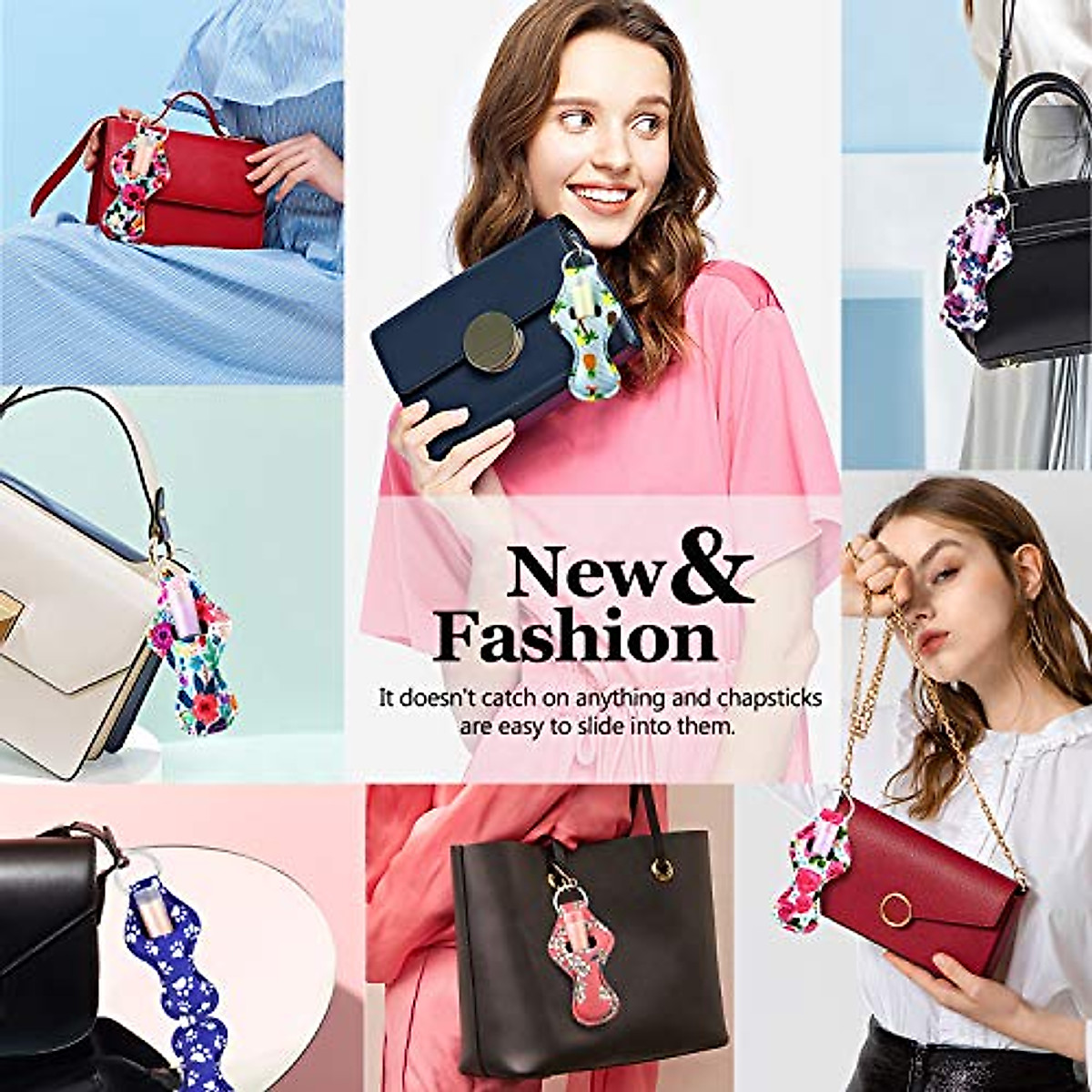 KPX 15Pcs Chapstick Holder Keychain, Lip Balm Holder Chapstick Keychain Holder Bulk for Lipstick Chapstick Tracker Safeguard (Style 2)