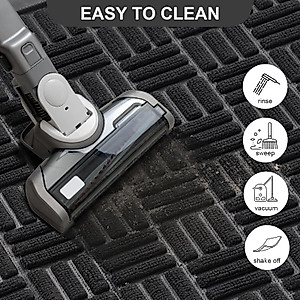 Mibao Front Door Mat, Heavy Duty Durable Welcome Mat for Outdoor Indoor, Dirt Trapper Waterproof Super Absorbent Door Mat for Entryway Outside Patio Porch, 61.5" x 36", Black