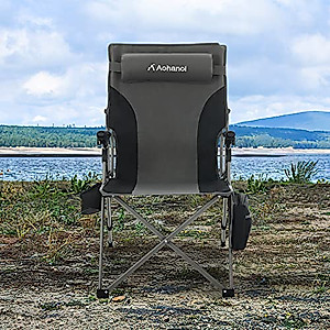 Aohanoi Camping Chairs, Camping Chairs for Heavy People, Outdoor Folding Chairs with Adjustable Angled Backrest, Lawn Chairs Folding Supports up to 300lbs (2 Pcs, Grey)