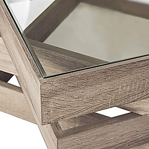 Safavieh Home Collection Anwen Mid-Century Geometric Light Oak and Brown Wood Coffee Table