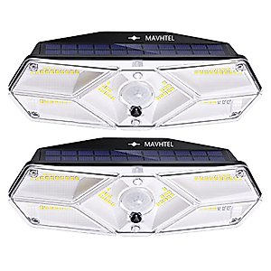 Solar Lights Outdoor Waterproof, Motion Sensor, Large illuminated area, 120 Degree Wide Angle, 32 Ft Long Sensing Distance, 3 Optional Modes, Solar Wall Lights for Garden,Front Door,Deck[2 Pack]
