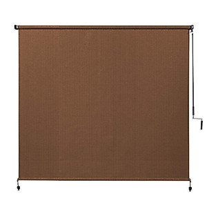 Coolaroo Exterior Roller Shade, Cordless Roller Shade with 90% UV Protection, No Valance, (6' W X 6' L), Mocha