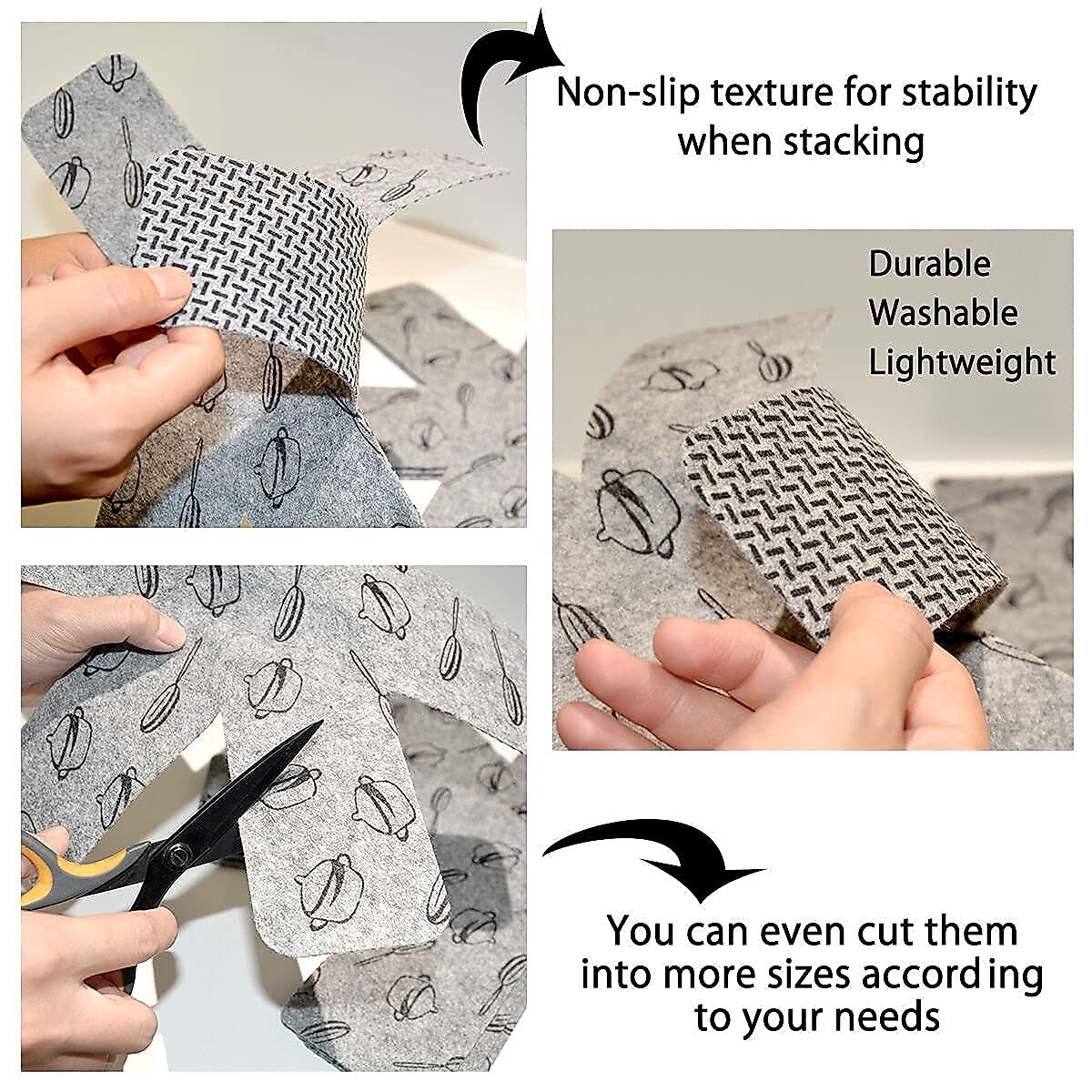 KitWinner Felt Pan Protectors, Pan Separators for Stacking All Clad to Prevent Scratching, Anti Slip Felt Pot Separators for Non-Stick Pans Cookware Accessories Set of 12