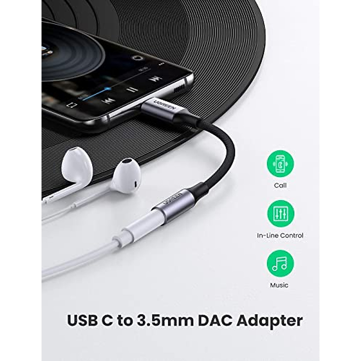 UGREEN Braided USB C to 3.5mm Audio Adapter and 2 in 1 USB C to 3.5mm Headphone and Charger Adapter Bundle