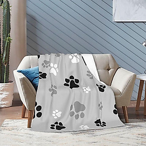 Pets Dog Paw Grey Blanket Soft Warm Lightweight Throw Blanket Cozy Plush Bed Blanket for Bedroom Living Rooms Sofa Couch Bed Gifts 40"X30"