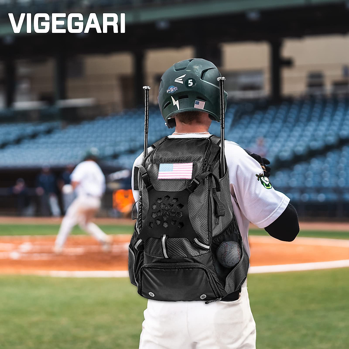 VIGEGARI Youth Baseball Bag, Baseball Backpack for Boys,Youth, Adults-Bat Bag, Softball Bag, T-Ball, Softball Equipment & Accessories for Bat, Glove Holder, Helmet, Shoes Compartment, Baseball Gifts