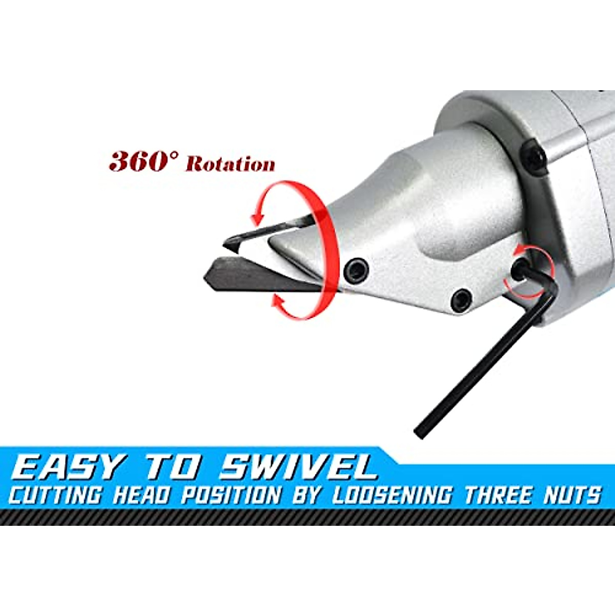 Wild Edge Electric Metal Shear, 14 Gauge 5.0 Amp Variable Speed Swivel Head Heavy Duty Sheet Metal Cutter