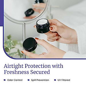 Infinity Jars Classic Black Glass Jar 15 ml (.5 fl oz) Ultraviolet Airtight Smell Proof, Refillable Container Screw top Jar for Long term storage Coffee Spices, Tea, Dried Goods Jar for Kitchen 3 Pack