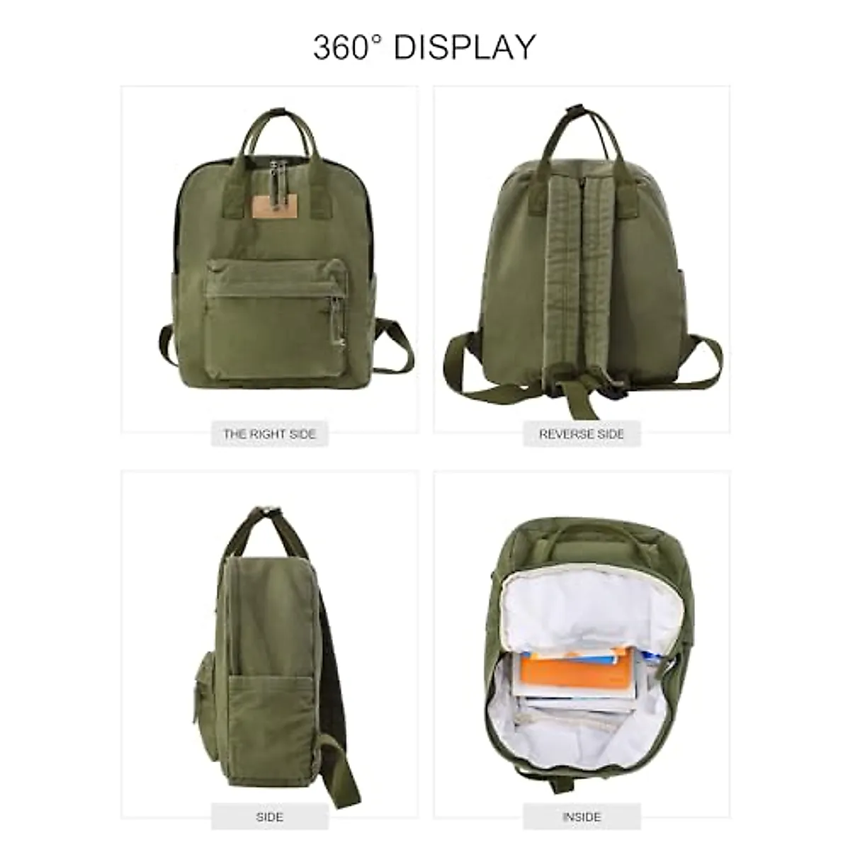 TeeYee Canvas Backpack Women Retro Large Capacity Backpack Casual Versatile Backpack BAG157green