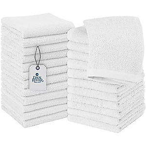 DAN RIVER 100% Cotton Washcloths 24 Pack Premium Quality Face and Body Cloth, Quick Dry and Highly Absorbent Essential Towels for Bathroom, Hand, Kitchen and Cleaning | 12x12 in | 400 GSM (White)