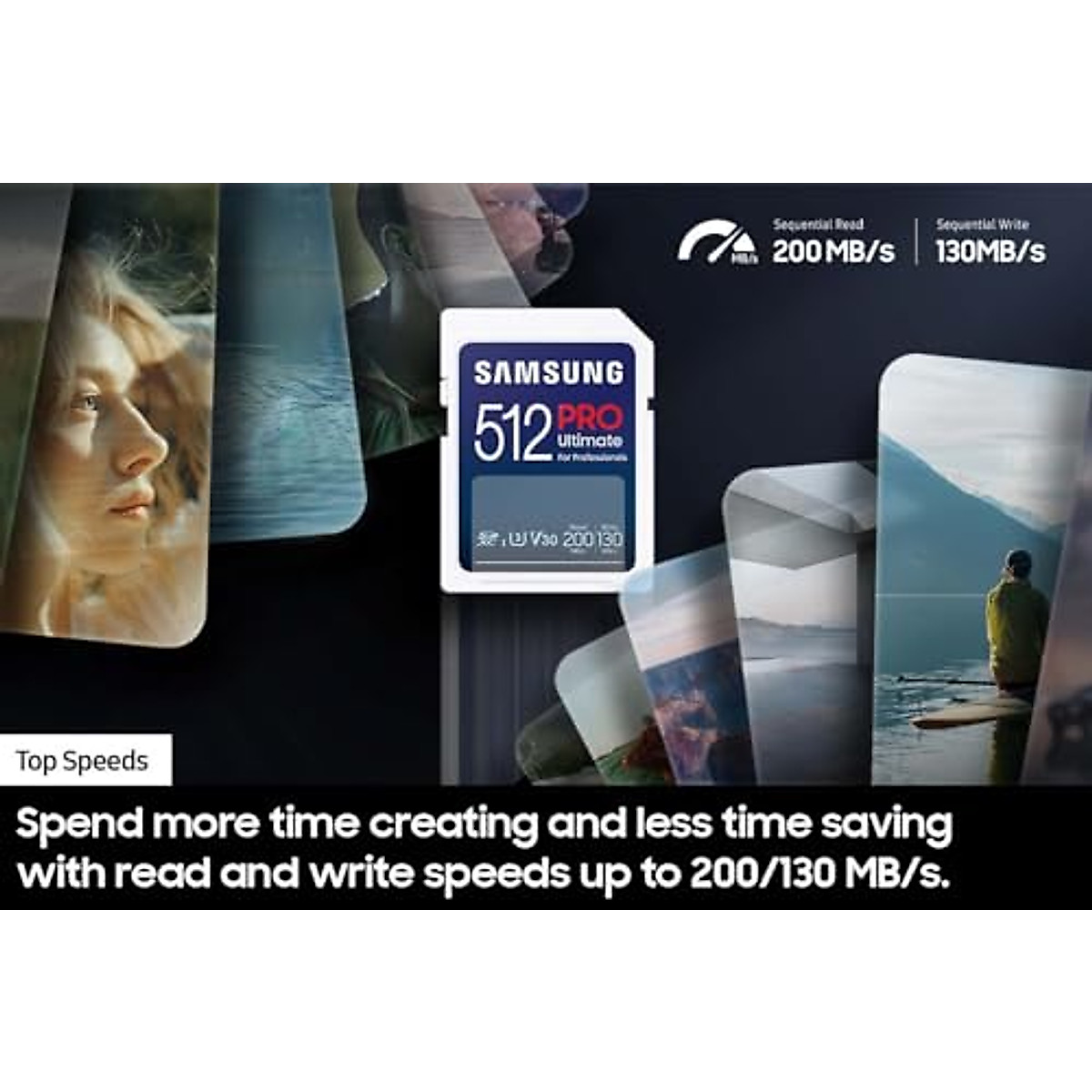 SAMSUNG PRO Ultimate Full Size 256GB SDXC Memory Card, Up to 200 MB/s, 4K UHD, UHS-I, C10, U3, V30, A2, for DSLR, Mirrorless Cameras, PCs, MB-SY256S/AM