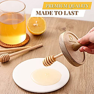 HAPPI STUDIO Honey Pot - Airtight 13 Oz Honey Jar and Dipper Set - Honey Jars with Dipper - Honey Dipper Stick and Jar Set - Glass Honey Dispenser - Honey Containers with Wooden Honey Dipper