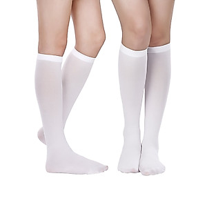 SATINIOR Women's Knee High Halloween Cosplay Stockings Socks Boots, White, Small