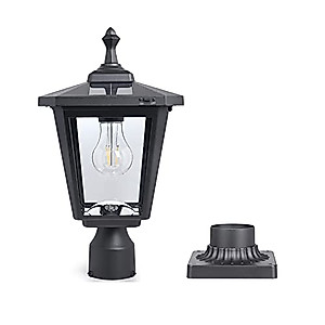 Kemeco Solar Post Light Outdoor ST4319Q Cast Aluminum Filament LED with Mounting Base for Pire Pillar Garden Yard Pole Bollard Gates Driveway Pathway Walkway