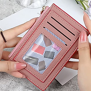 5pcs Women PU Leather Business Card Holders Short Mini Cute Thin Wallets Small Coin Purse Money Bag Cover Organizer Case (E)
