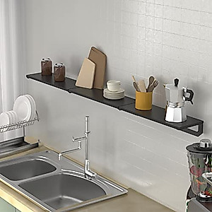 NiHome Black Floating Shelves for Wall Decor Industrial Wall Shelves for Storage Bedroom Hanging Bathroom Shelf Floating Bookshelf Set of 3