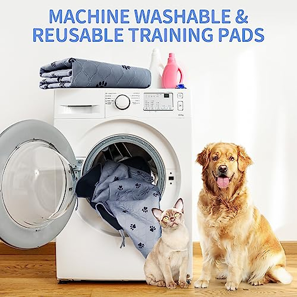 Non-Slip Washable Pee Pads for Dogs, 2 Pack Large 36"x41" Ultra-Absorbent and Leak-Proof Reusable Potty Training Pads for Dogs and Cats Puppy Pads of Add 8 Lanyards