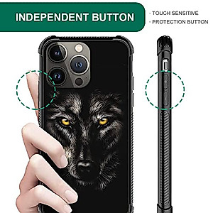 DJSOK Case Compatible with iPhone 14,HSK Angry Wolf with 4 Corners Protective Shockproof Soft TPU Bumper Slim Pattern Design Black Case for iPhone 14