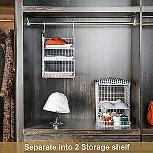 Yuyetuyo 6 Tier Foldable Closet Organizer,Adjustable Hanging Closet Shelves with 6 Adjustable Divider, Hanging Organizer for Closet,White 37.3" H X 12.6" W X 12.6" D