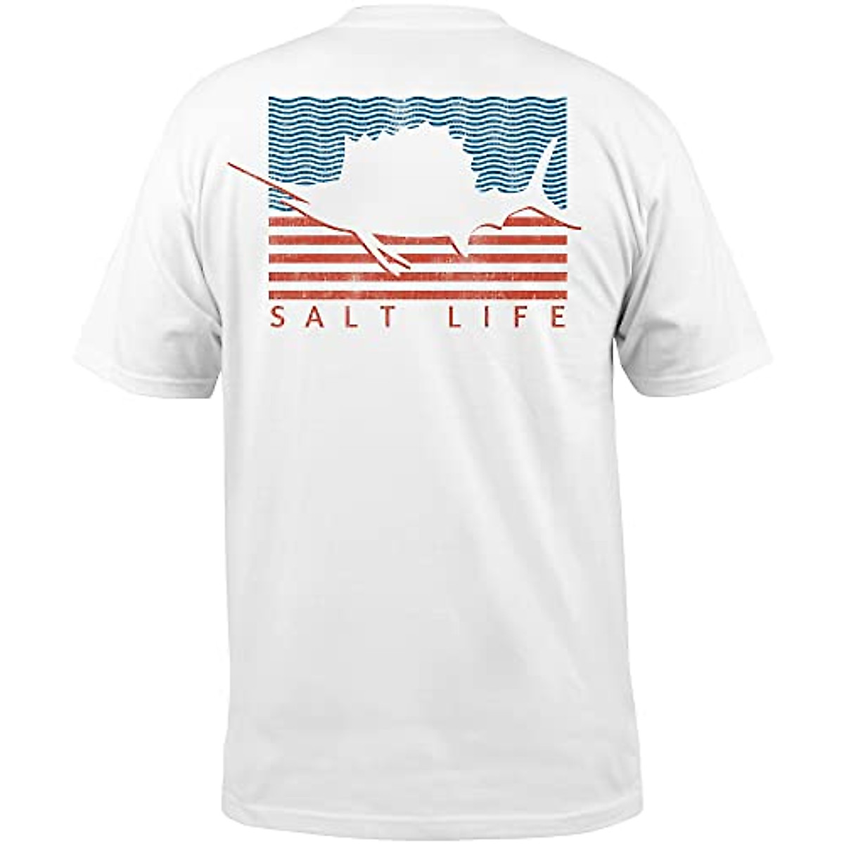 Salt Life Sailin Flag Short Sleeve Classic Fit Shirt, White, X-Large