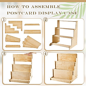 Barydat 2 Pcs 3 Tiered Greeting Card Display Stand Wooden Organizer Racks for Sticker Craft Brochure Table Tabletop Vendors Retail Counter Trade Shows Showcase