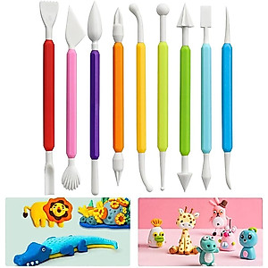 LINPHCEY 9PCS Clay Sculpting Tools Kit - Easy to Use Double-Ended Polymer & Pottery Carving Set with Comfortable Grip Tools for Clay Sculpey & Modeling Clay Ideal for Kids and Adults