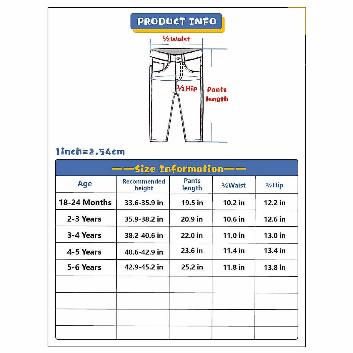 KIDSCOOL SPACE Baby Girl Boy Jeans,Little Kid Elastic Band Inside Ripped Denim Pants,Blue,12-18 Months