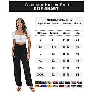 QIANXIZHAN Women's Harem Pants, High Waist Yoga Boho Trousers with Pockets Black 2XL