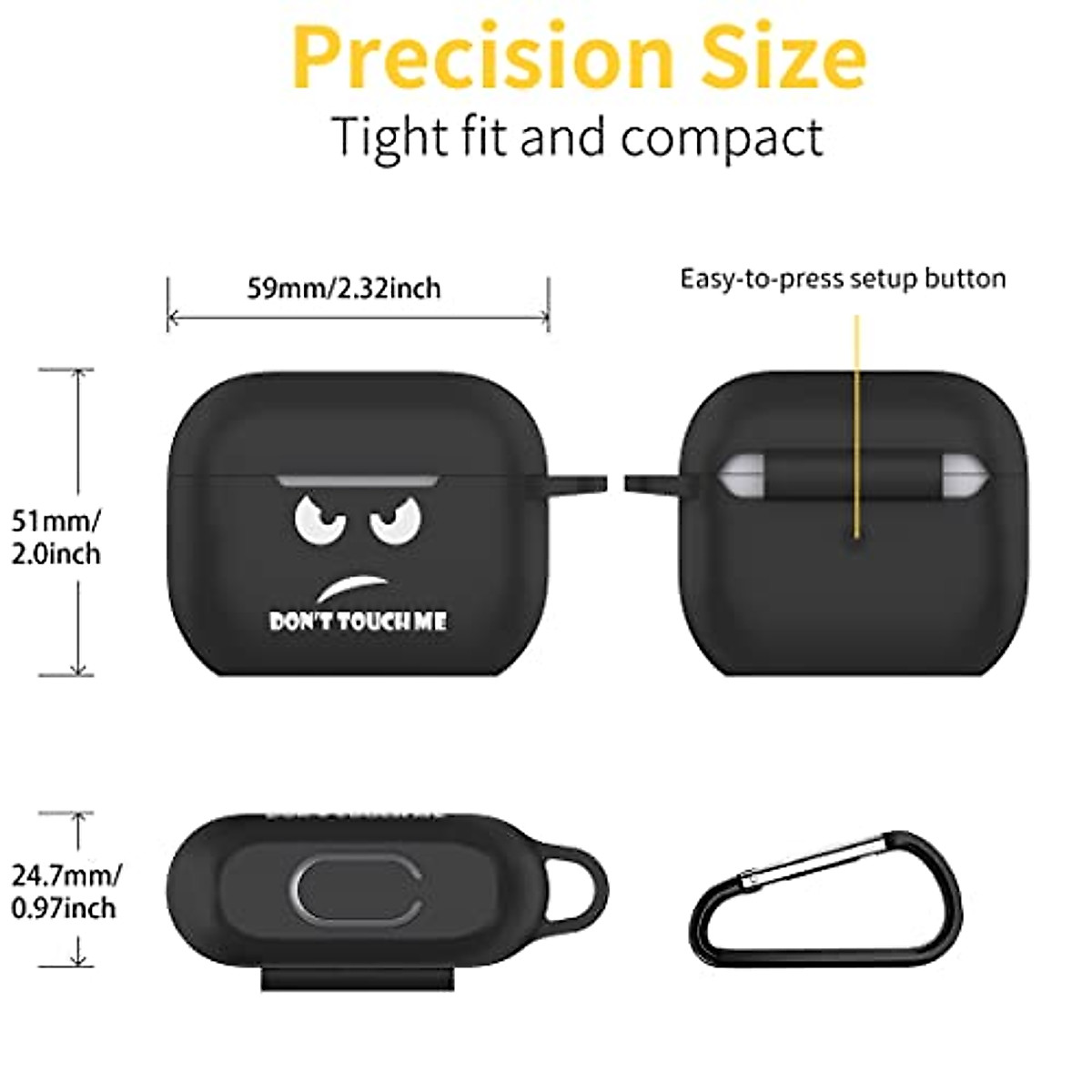 Airpods 3 Case Cover 2021,CACOE Silicone Case Cover for AirPods 3rd Generation,Black Protective Skin AirPod 3 Gen Cases Shockproof Air Pod Cute Funny Print Accessories with Keychain