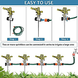Zinc Alloy Garden Sprinklers 360 Degree Automatic Rotating Lawn Sprinkler with Water Stop Rings Adjustable Pulsating Sprinklers Yard Sprinkler Water Sprinklers for Yard Lawn Grass Irrigation (8)