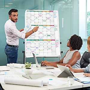 Dry Erase Calendar for Wall - 3 Month Vertical Wall Calendar, 28" x 40", Reusable Monthly Quarterly Calendar Planner Undated, Erasable Laminated Calendar Whiteboard, Vertical Layout Wall Calendar for