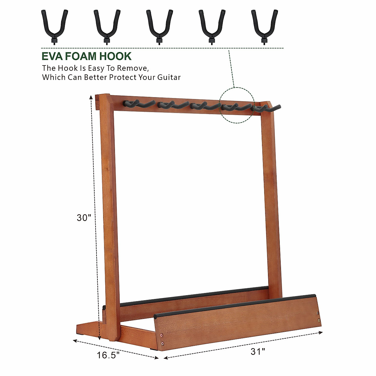 Nefelibata Multiple Guitar Stand 5 Holders Wooden Guitar Stands Floor Rack for Guitars and Case,Electric,Acoustic Guitar, Bass, Cello-German Ash wood