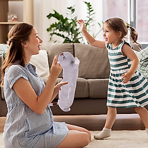 Muiguiti Cat Stuffed Animals Cute Plush Kawaii Stuff Plushie Body Pillow Room Decor for Teen Girls Boys Birthday Gifts Toy (19.68 inch, Gray)