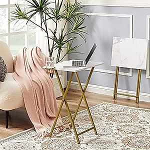 VECELO Foldable TV Tray Portable Wooden Snack Table for Livingroom, Bedroom, Office, Tiny Desk, Golden