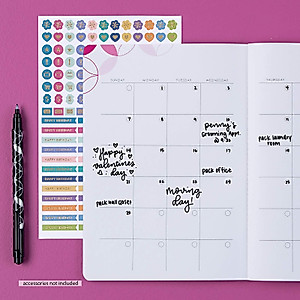 Erin Condren Monthly Customizable Undated 12 Month Agenda Petite Planner - Perfect for Tracking Monthly To-Dos or Monthly Project Goals. 140 Stickers Included