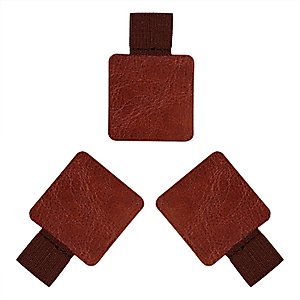Mini Skater 3 Pcs Self-adhesive Leather Pencil Elastic Loop, Square PU Leather Pen Clip, Pen Holder for Notebooks, Journals, Clipboards, Calendars, Pens Loop Holders Creative Accessories (Red-brown)