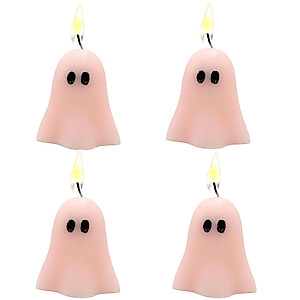 4 PCS Cute Ghost Candles, Scented Halloween Decoration Candles, Novelty Votive Ghost Candle, Votive Candles for Fall Decor Thanksgiving Home Halloween Party Bedroom Room Table Decorations