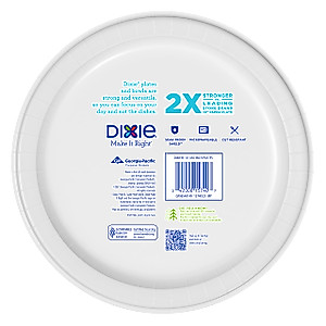 Dixie Large Paper Plates, 10 Inch, 86 Count, 2X Stronger, Microwave-Safe, Soak-Proof, Cut Resistant, Disposable Plates For Everyday Breakfast, Lunch, & Dinner Meals