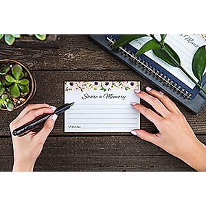 Share a Memory Cards - 50 Pack - Tasteful Alternative to Funeral Guest Books for Memorial and Celebration of Life or Going Away Party, Birthday or Graduation Guest Book