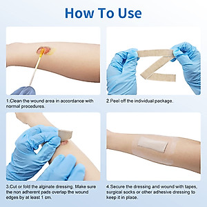 Niceful 5 Pcs Silver Calcium Alginate Wound Dressing 0.8"x12", Ag Calcium Alginate Rope with Silver, HSA FSA Eligible, High Absorbent Dressing Non Stick for Pressure Ulcer