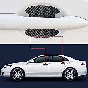 cueclue 4 Pack Car Door Handle Sticker, Carbon Fiber Anti-Scratches Protective Films, Car Door Scratches Protector, Door Handle Side Sticker, Auto Universal Door Handle Decoration Sticker (Black)