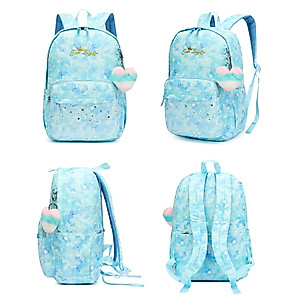 Netlmfg Kids Backpack for Girls Boys | Lightweight Backpack with DIY Cute Accessories | Toddler pack & Casual Bags - Light blue backpack(Girl Boy 6+ Years)