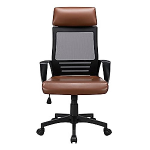 LUKEO Adjustable Ergonomic Mesh Swivel Office Chair Brown