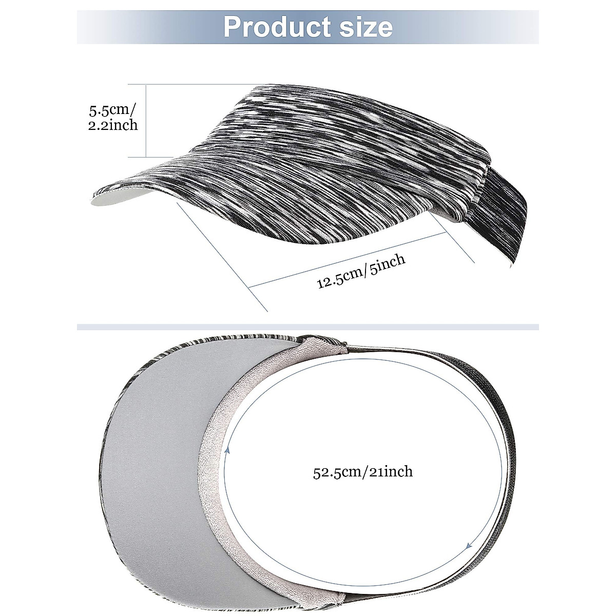 6 Pieces Sport Sun Visor Hat Athletic Visor Cap Adjustable Stretch Band Visor Hat Quick Dry Hat with Sweatband for Women Men Running Jogging Golf Tennis Cycling