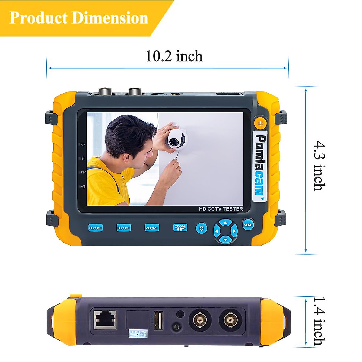 AHD CCTV Monitor Camera Tester IV8W 5 Inch 4-in-1 8MP AHD TVI 8MP CVI CVBS 1080P Coaxial HD Video Testerr Support RS485 PTZ Controller/UTP Cable Test/VGA HDMI Input/DC12V Output