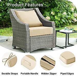 IPYNBAP Outdoor Cushions for Patio Furniture，Outdoor Seat Cushion Set 24 x 24 x 5.75 Inch，Waterproof & Fade Resistant Outdoor Chair Cushions，Deep Patio Chair Cushion with Removable Cover，Beige