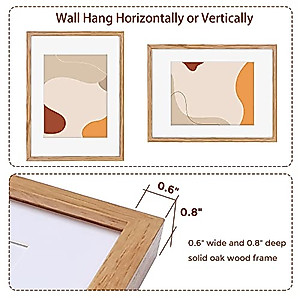 12x16 Picture Frame, Natural Solid Oak Wood Frame 12 x 16, 12"x16" Wood Frame with Tempered Glass, 12x16 Frame Matted to 8.5x11, Poster Frame 12x16 for Wall Decor